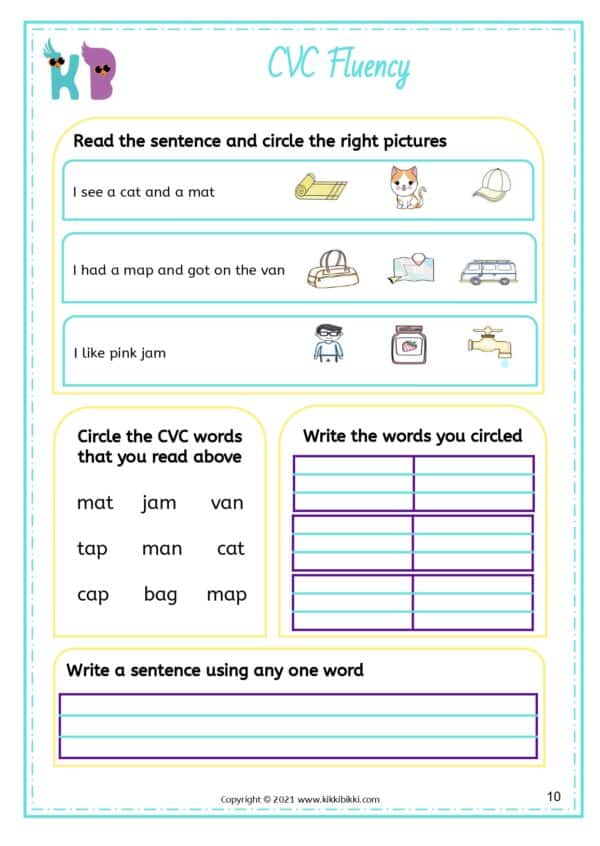 CVC Words Worksheets - Free Phonics Printable Worksheets