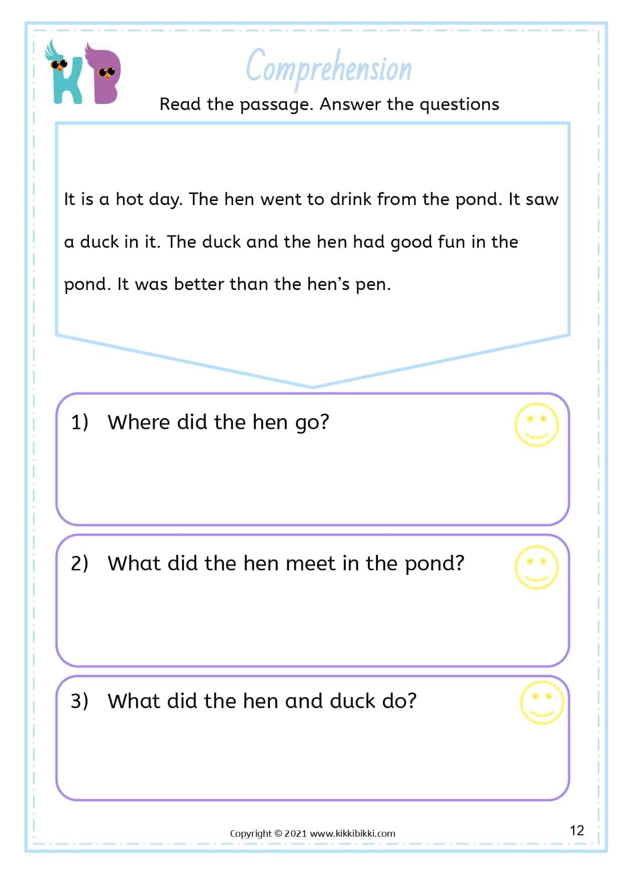 CVC Reading Comprehension Worksheets - Free Phonics Printable