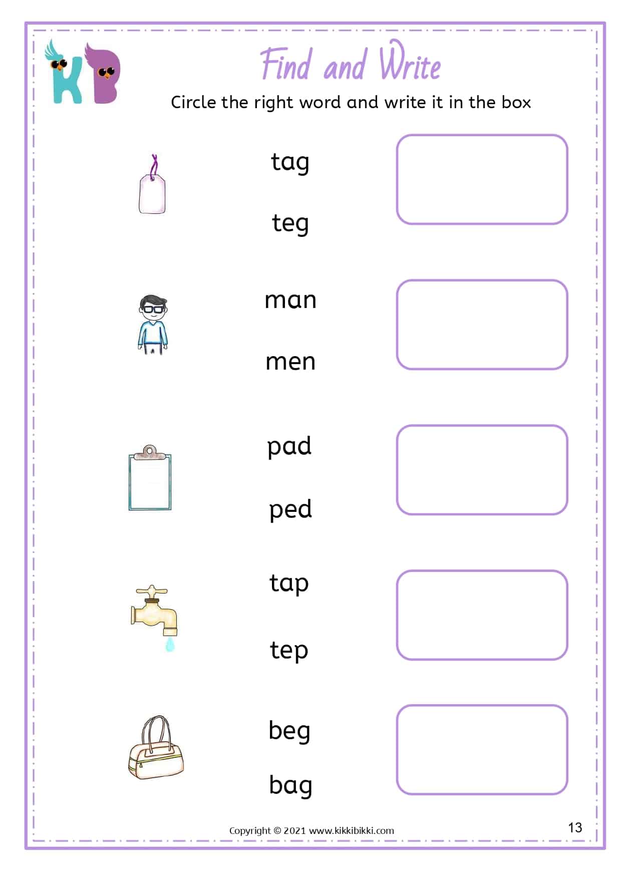 CVC Short a Sound Family Worksheets - Free Phonics Printable