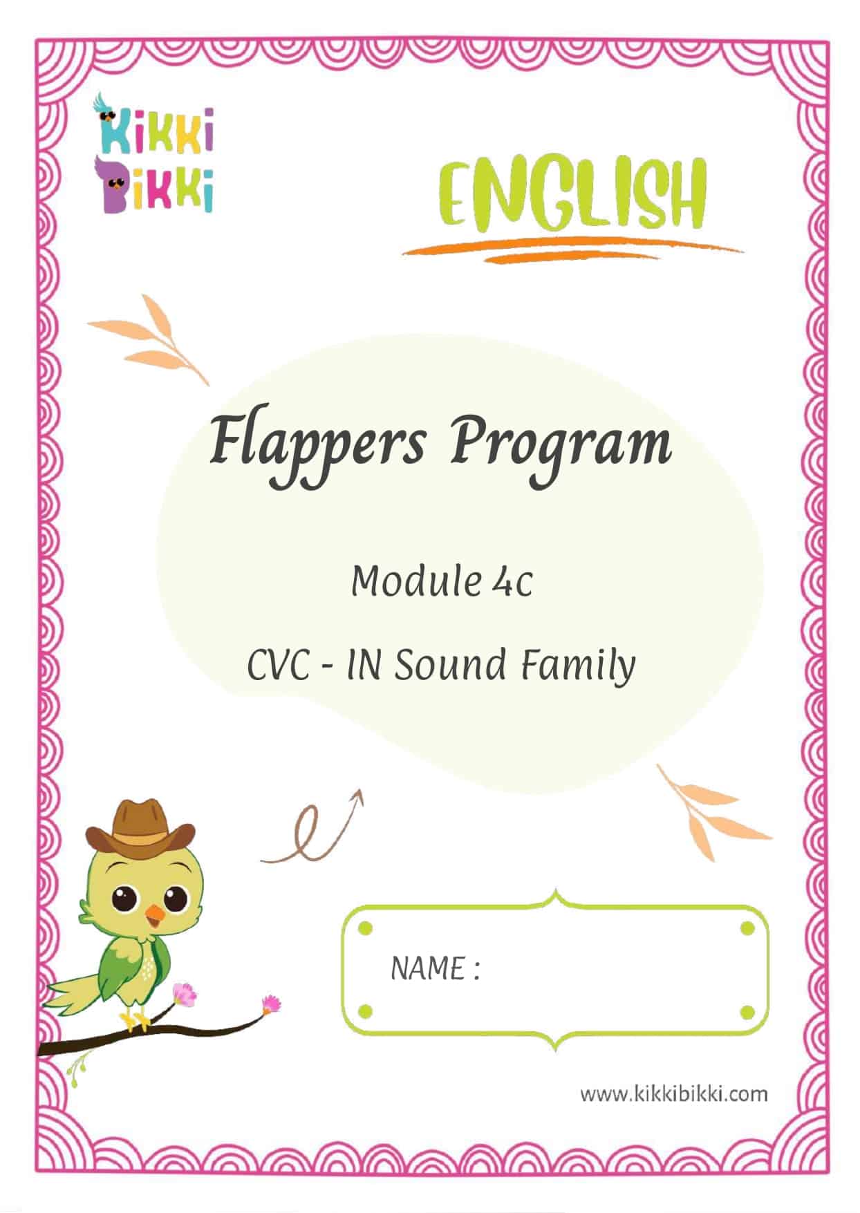 CVC -in Word Family - Free Phonics Printable