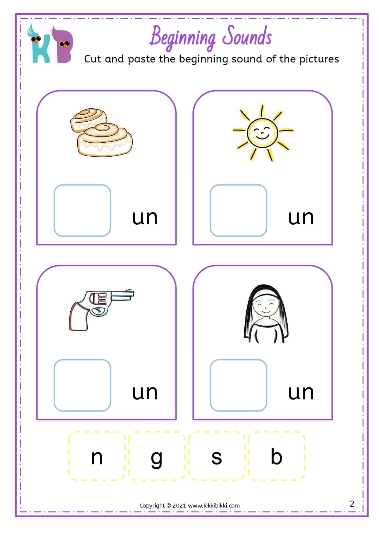 CVC -un Word Family - Free Phonics Printable