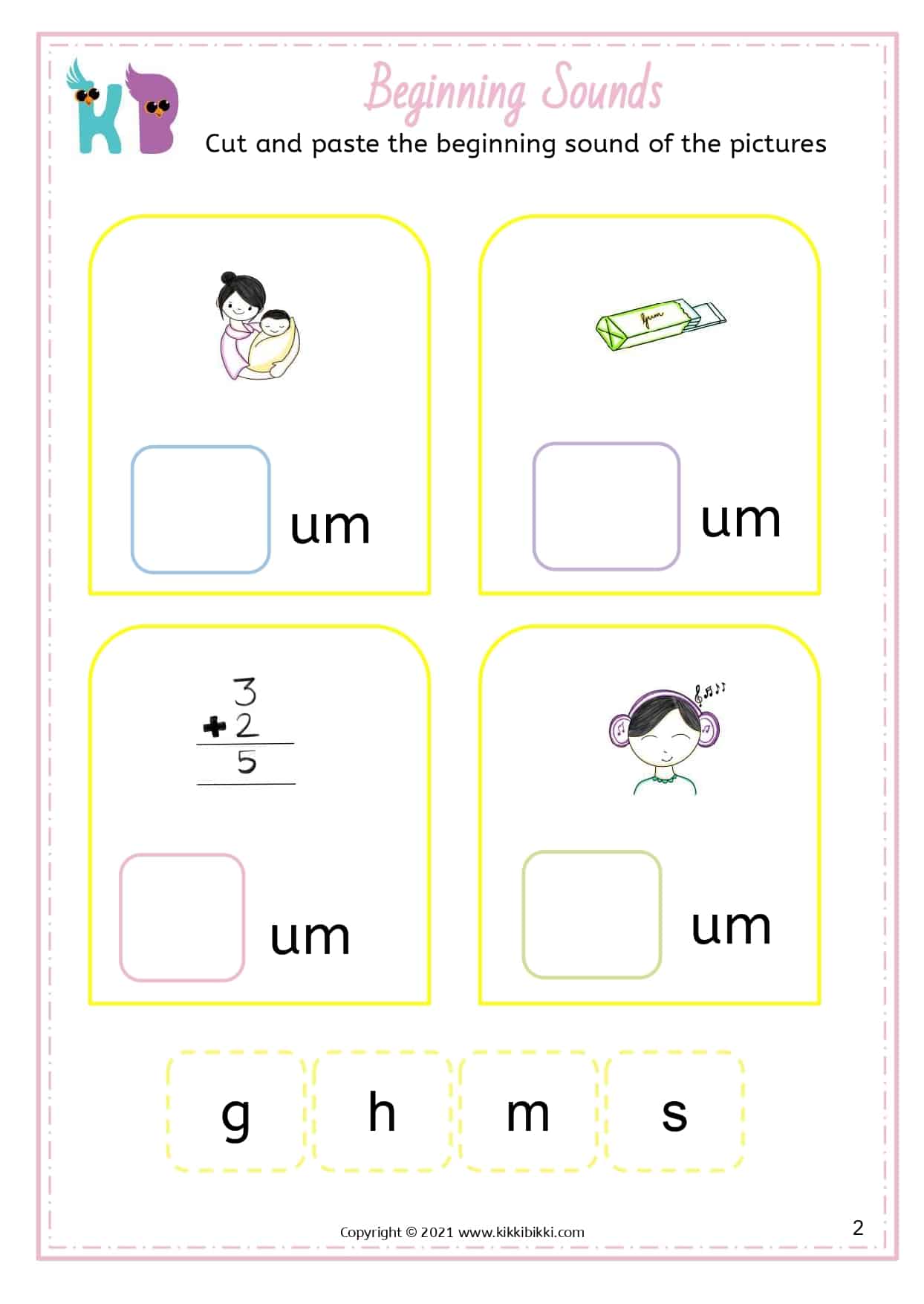 CVC -um Word Family - Free Phonics Printable