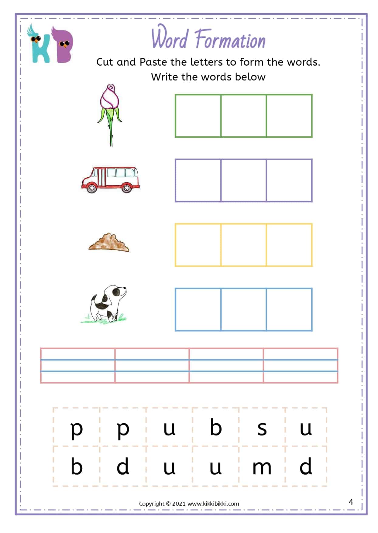 CVC Short u Word Family - Free Phonics Printable