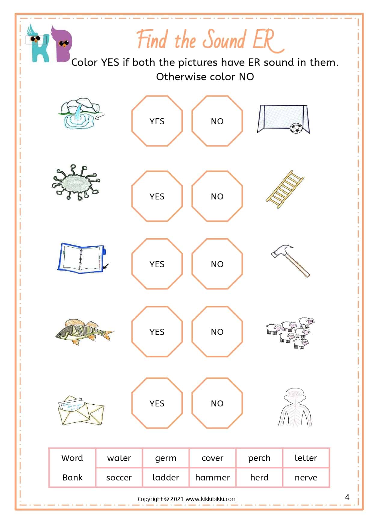 Bossy R - Kindergarten Worksheet - Free Phonics Printable
