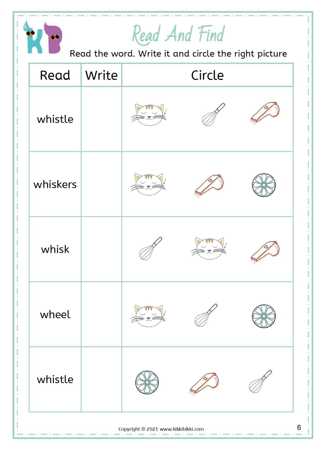 Digraphs - Kindergarten Worksheet - Free Phonics Printable