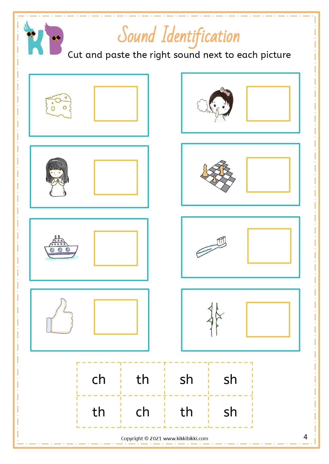 ch, sh, th Worksheets for Kindergarten - Free Printable - KikkiBikki