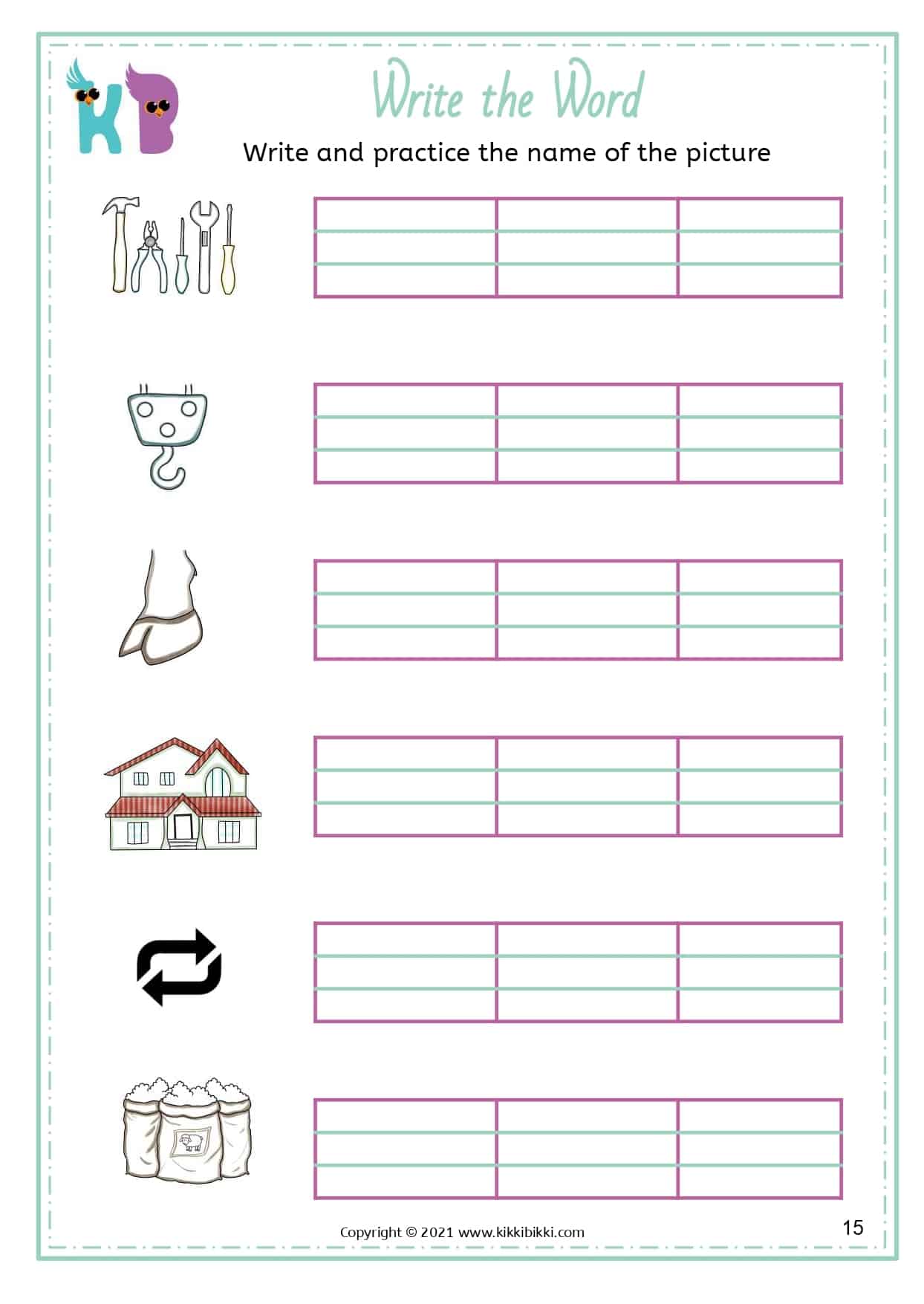 oo Words - Kindergarten Worksheet - Free Phonics Printable