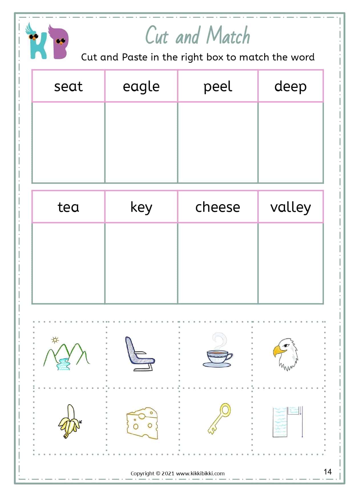 Spellings for ee-ea-ey words | Free Phonics Printable Worksheets