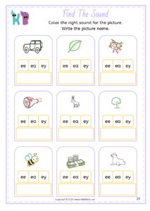 Spellings for ee-ea-ey words | Free Phonics Printable Worksheets
