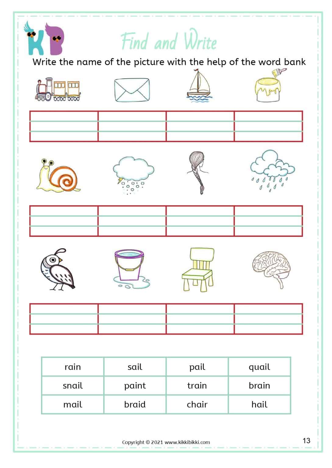Developing 'ai' Sound Recognition Skills : FREE Printable