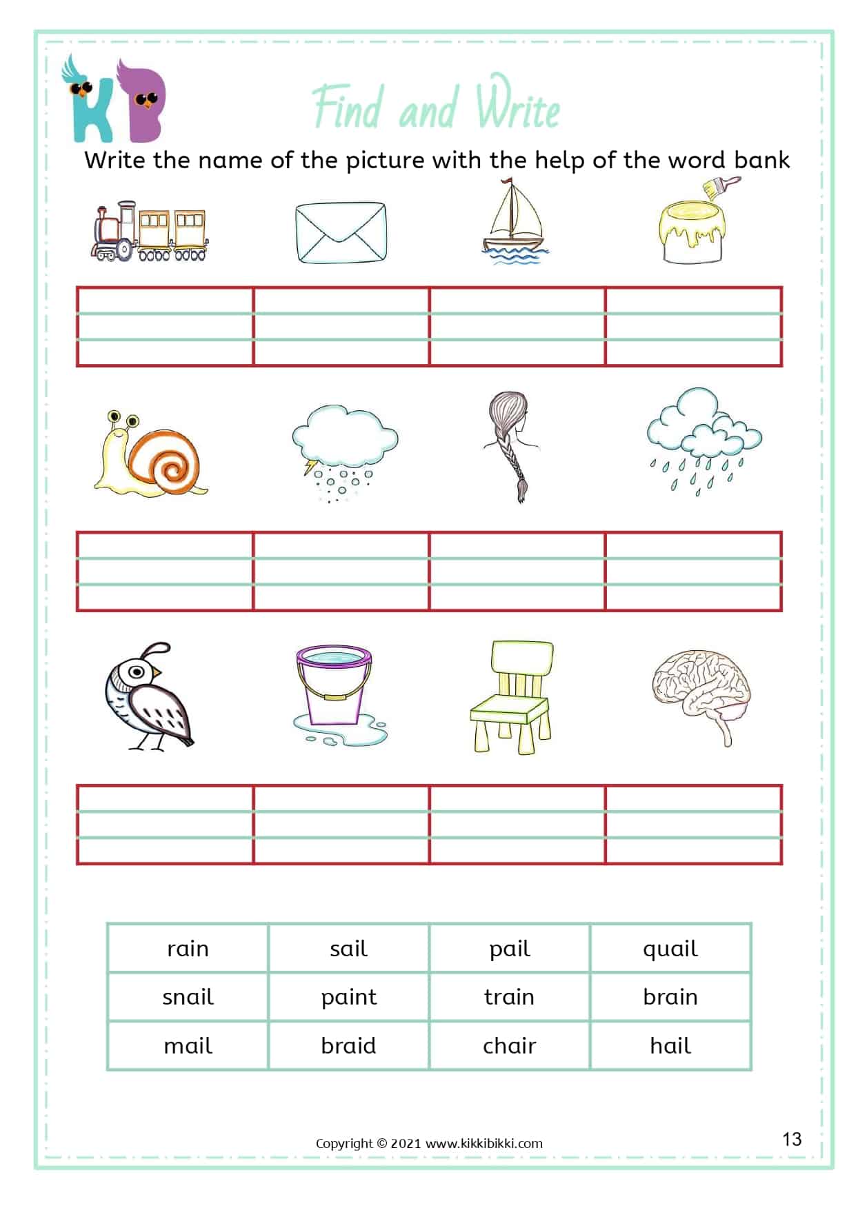 Developing 'ai' Sound Recognition Skills : FREE Printable