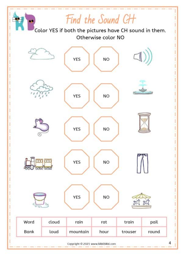 ou Words - Kindergarten Worksheet - Free Phonics Printable