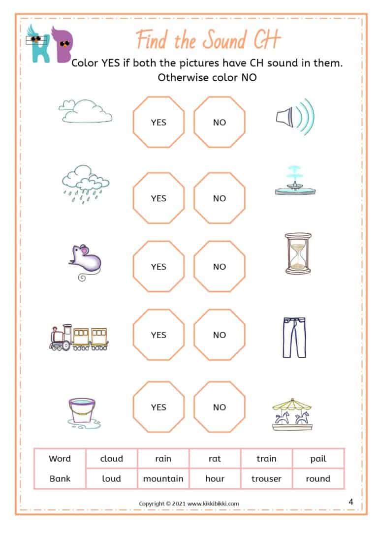 ou Words - Kindergarten Worksheet - Free Phonics Printable