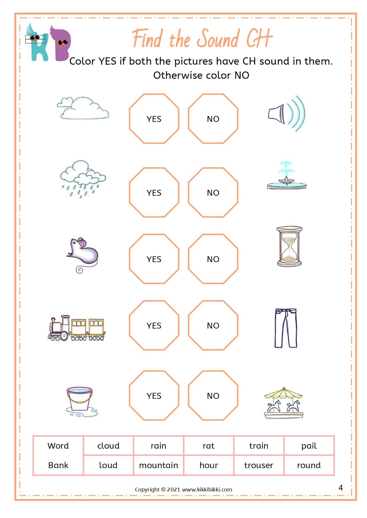 ou Words - Kindergarten Worksheet - Free Phonics Printable
