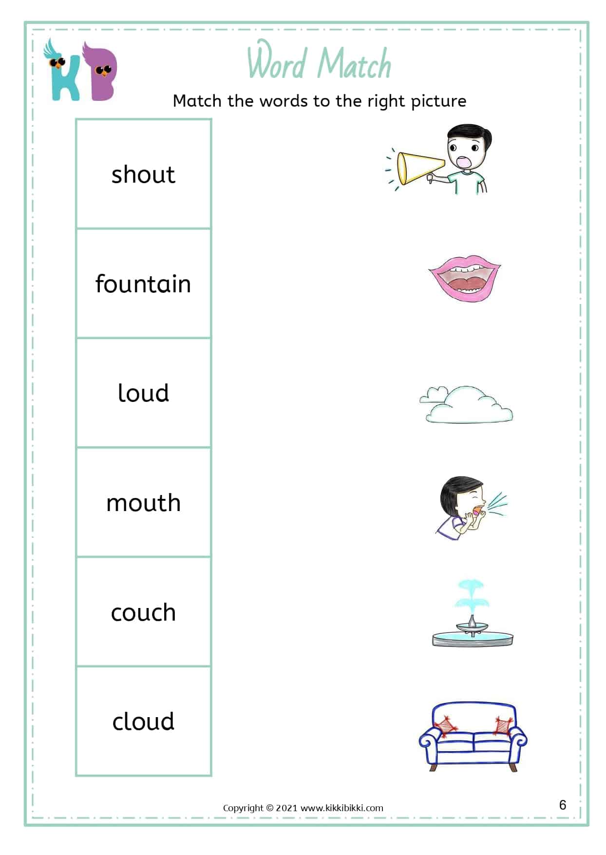 ou Words - Kindergarten Worksheet - Free Phonics Printable