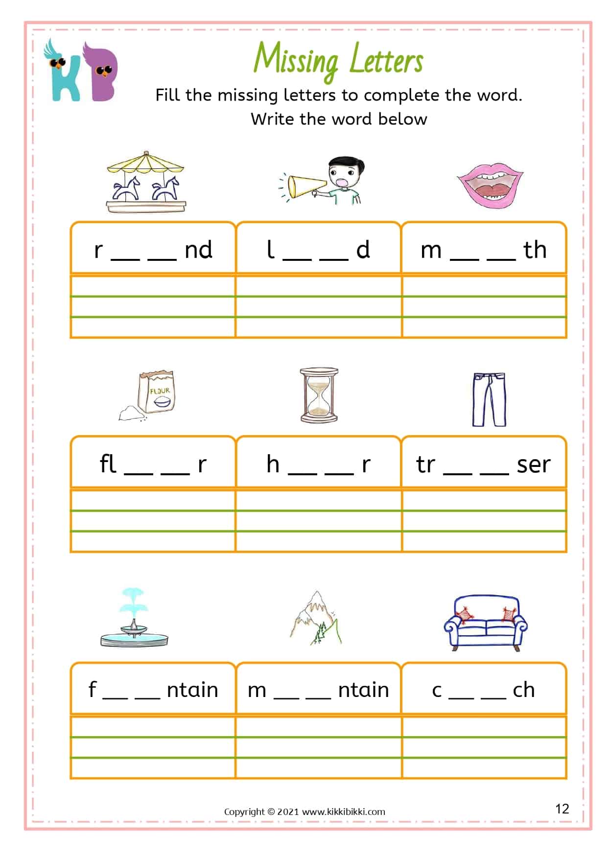 ou Words - Kindergarten Worksheet - Free Phonics Printable