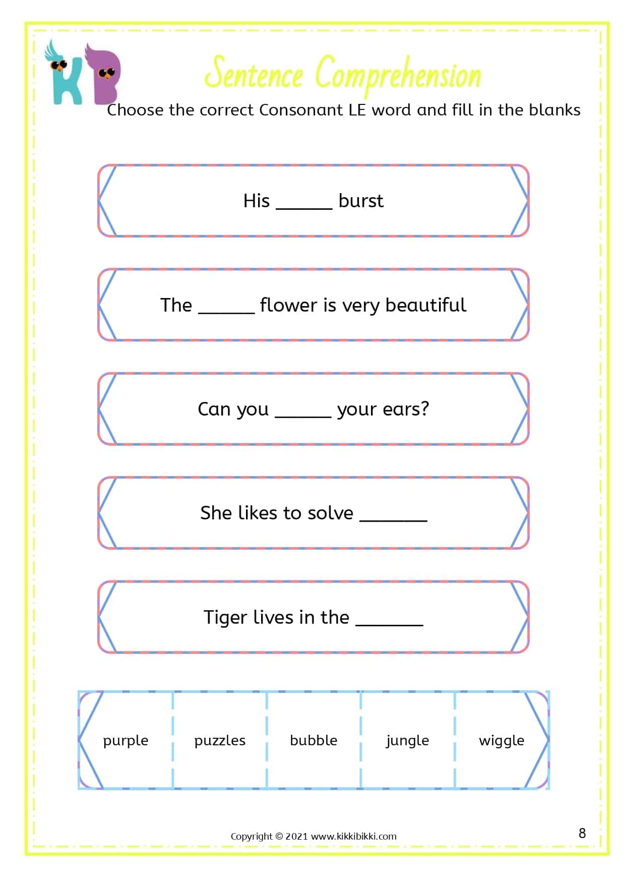 Handling Consonant +le | Free Phonics Printable Worksheets