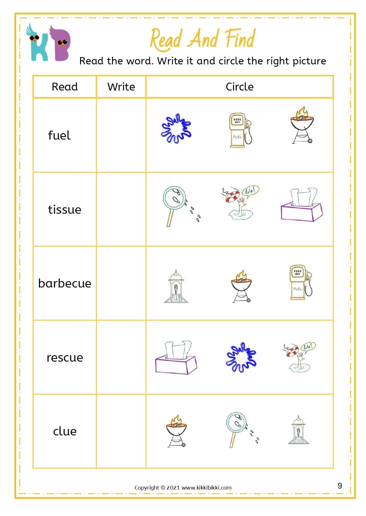 ue Sound Words Worksheets - Free Phonics Printable - KikkiBikki
