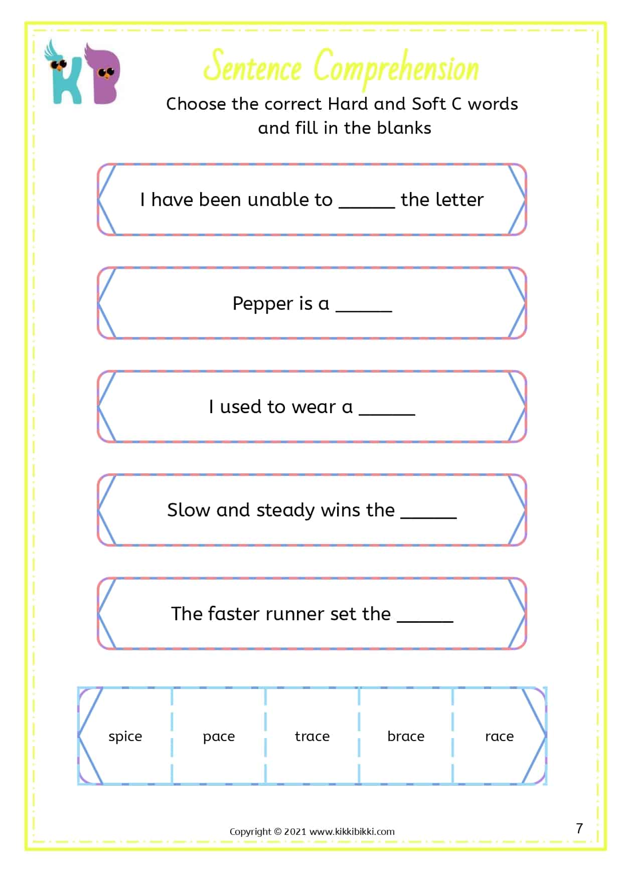 Hard and Soft C Worksheets - Free Phonics Printable - KikkiBikki