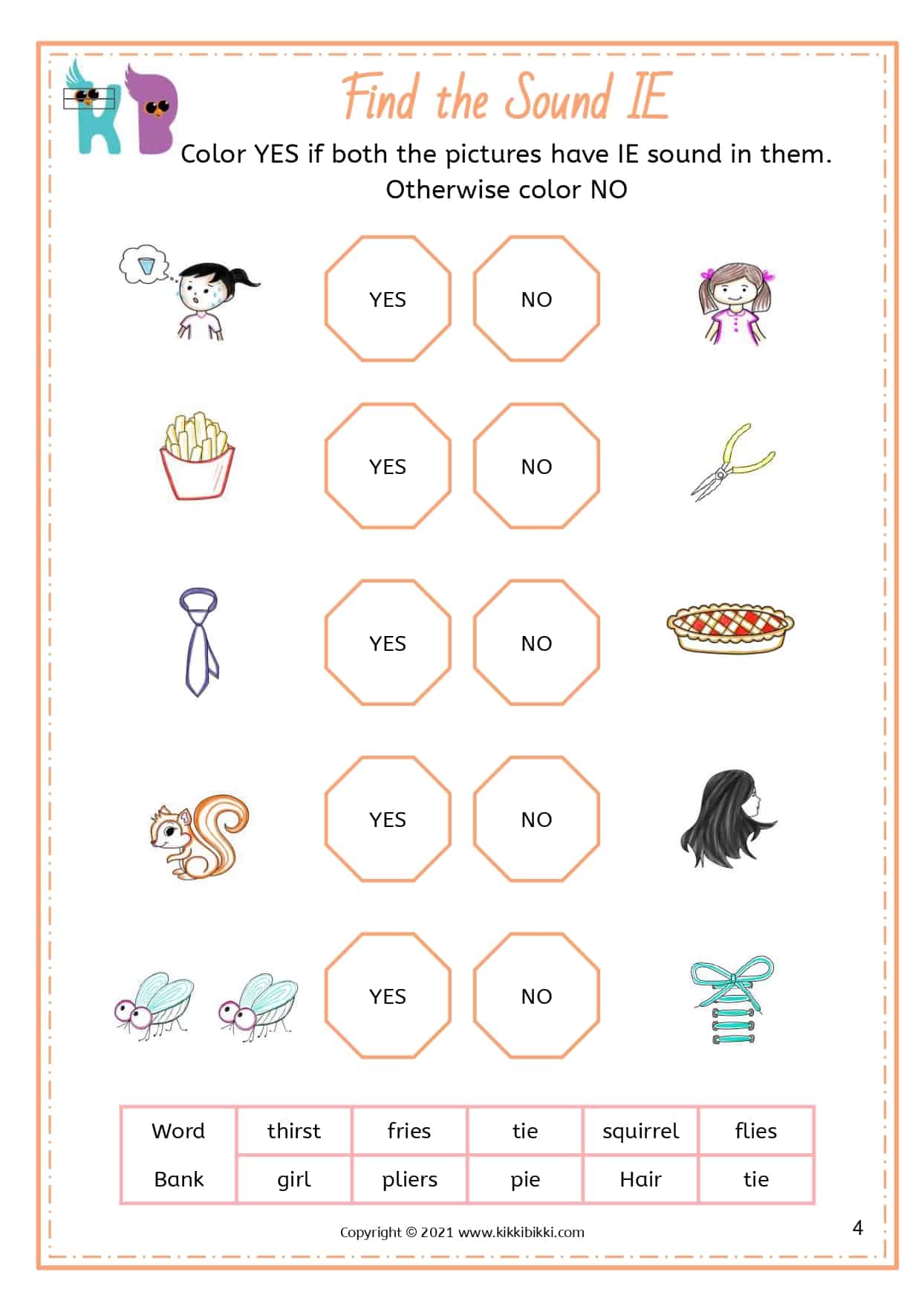 /ie/ Sound | Free Phonics Printable Worksheets
