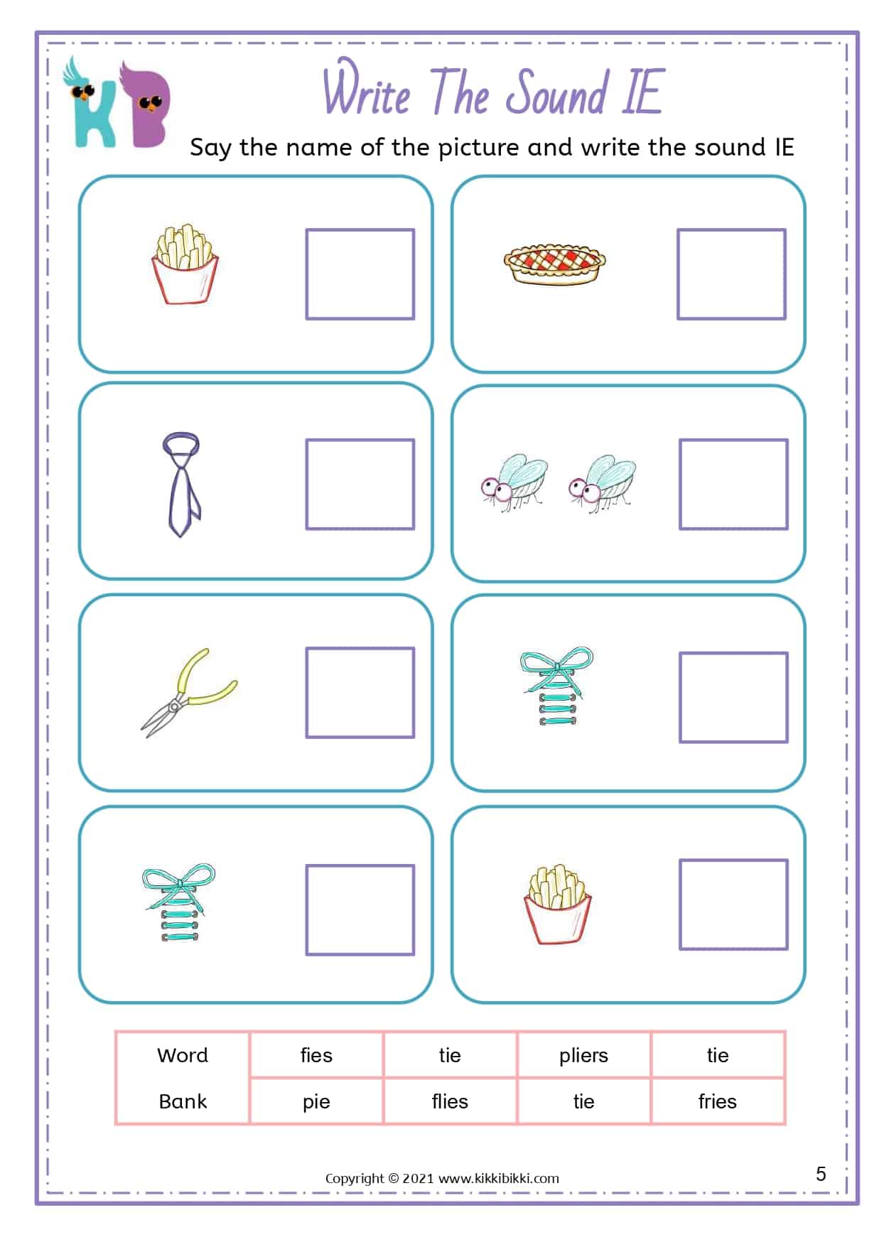 /ie/ Sound | Free Phonics Printable Worksheets