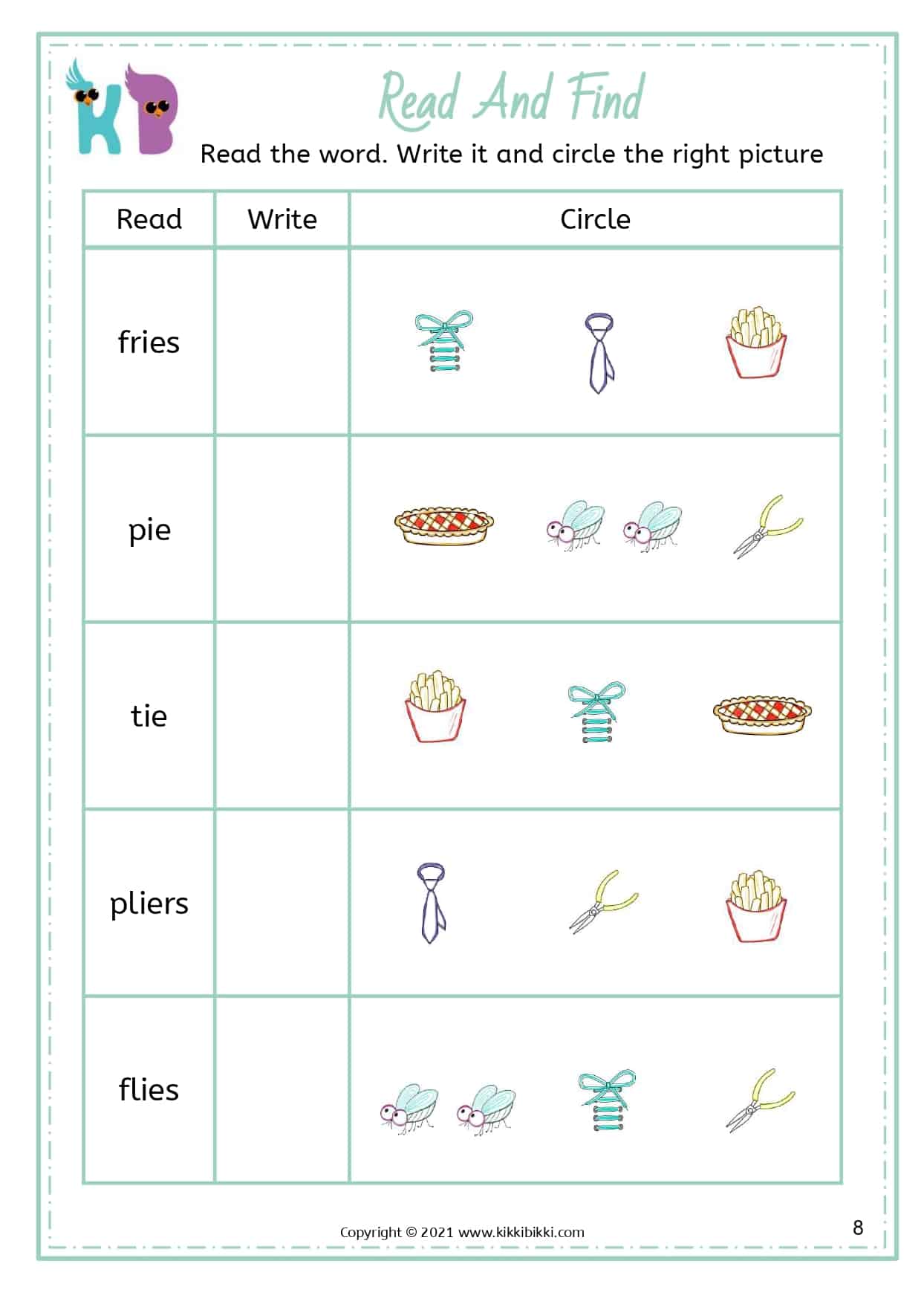 /ie/ Sound | Free Phonics Printable Worksheets