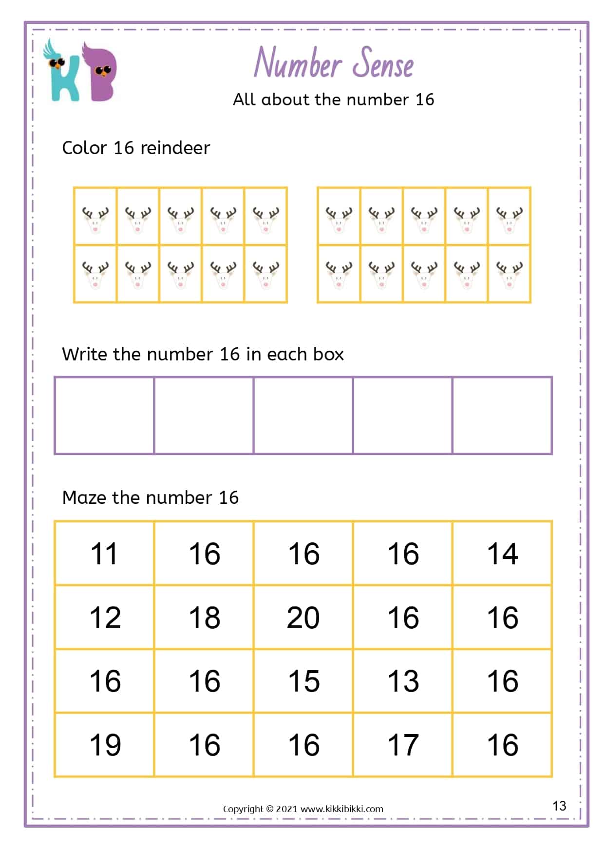 NUMBER SENSE for Kids - Free Math Printable Worksheets