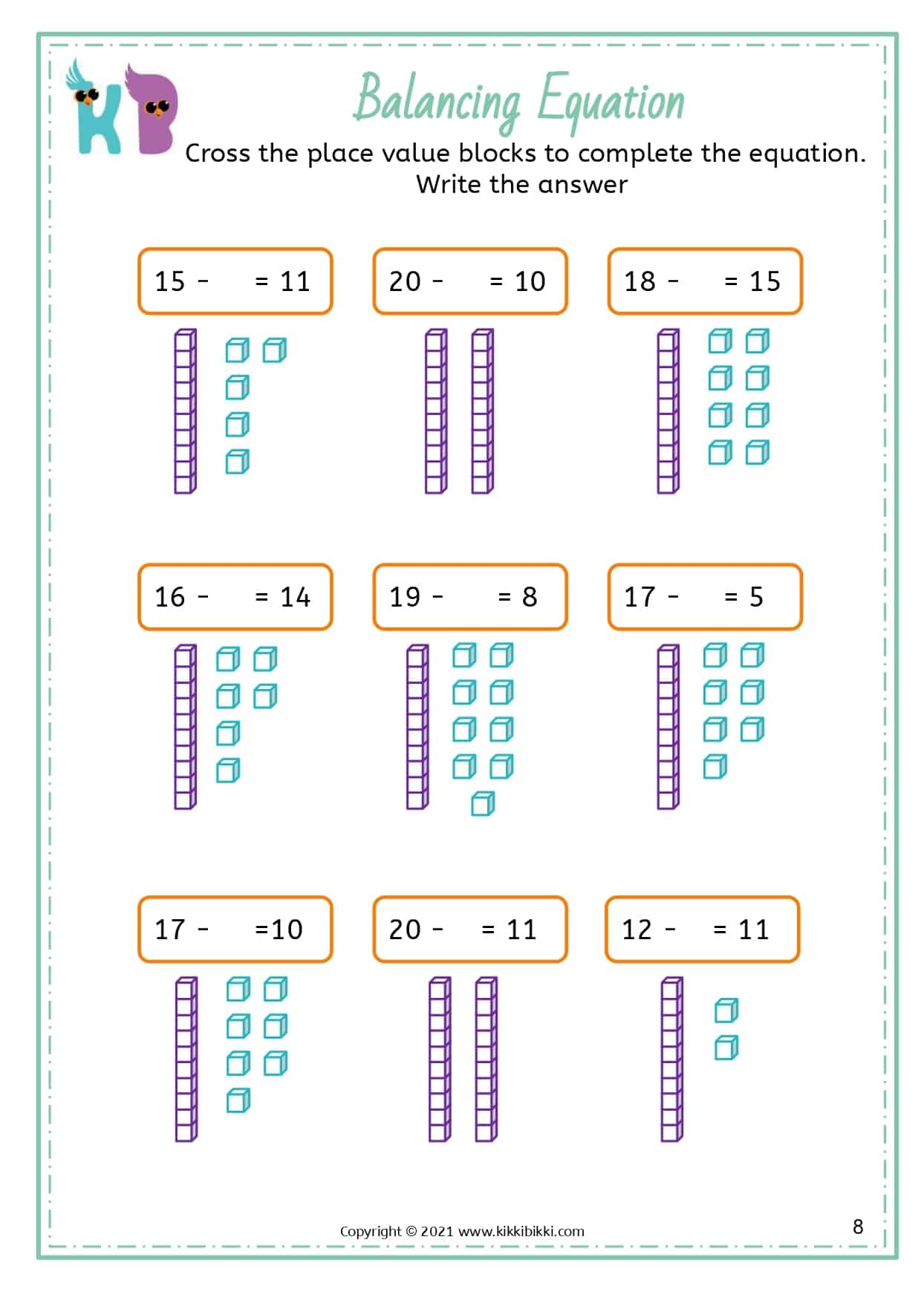 BALANCING EQUATION - Free Math Printable Worksheets