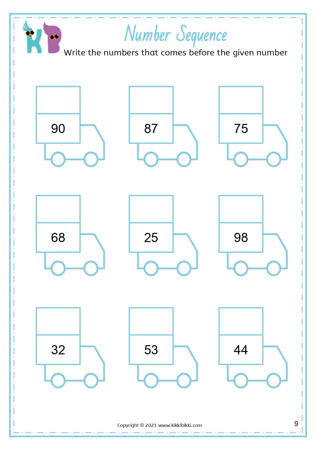 Number Sequence Worksheets - Free Math Worksheets KikkiBikki