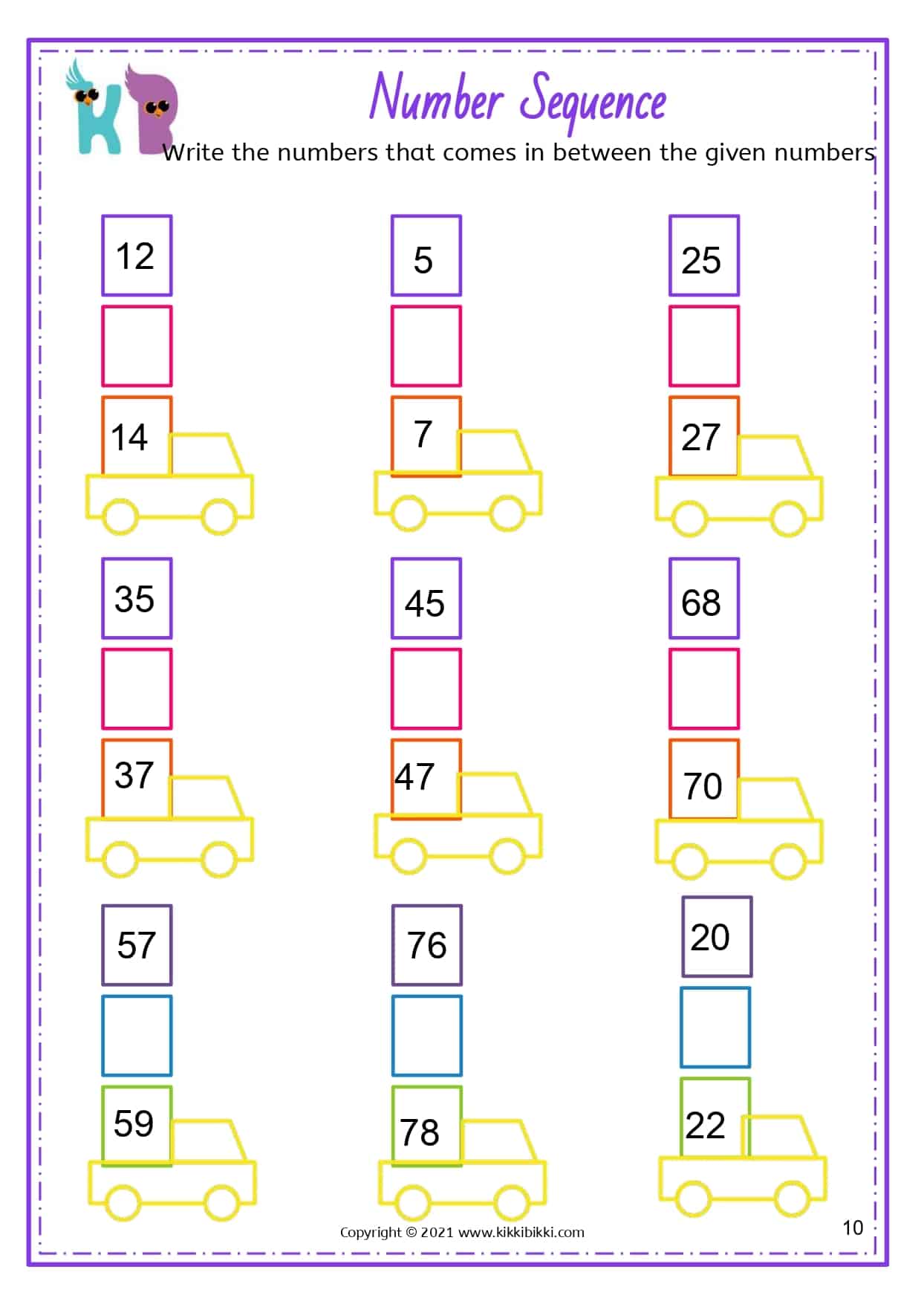 Number Sequence Worksheets - Free Math Worksheets KikkiBikki