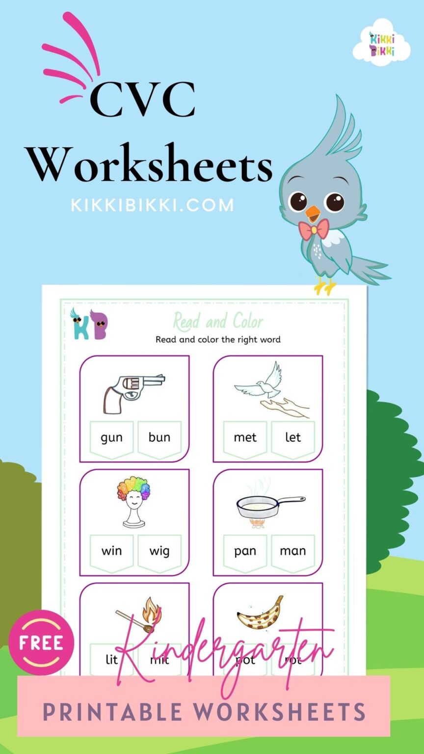 CVC Worksheets for Kindergarten - Free Printable - KikkiBikki