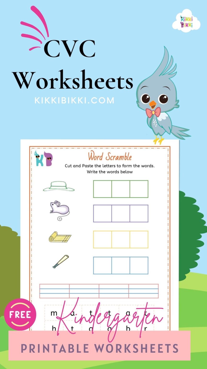 CVC Worksheets for Kindergarten - Free Printable - KikkiBikki