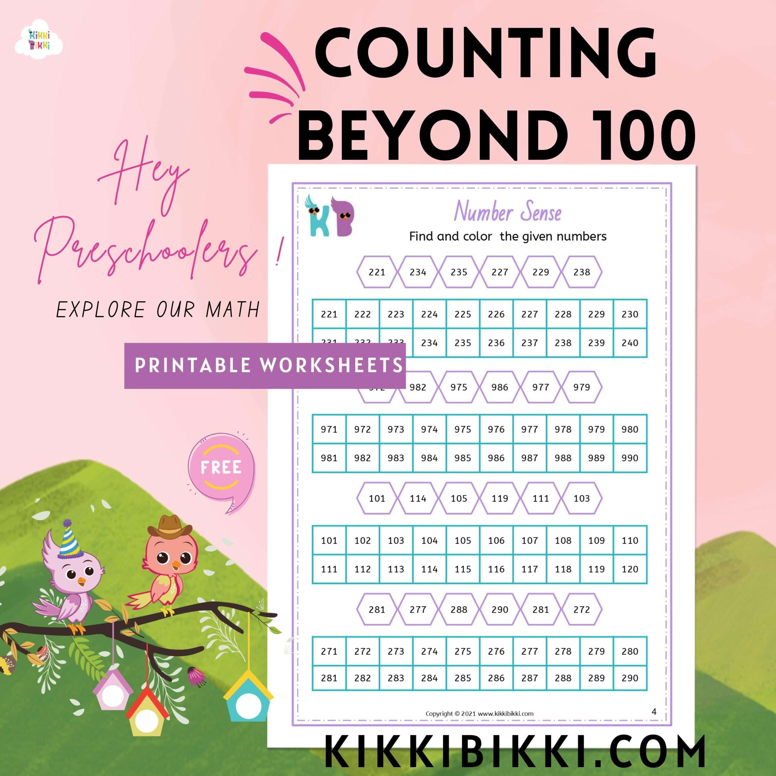 COUNTING BEYOND 100 - KikkiBikki - Free Math Worksheets