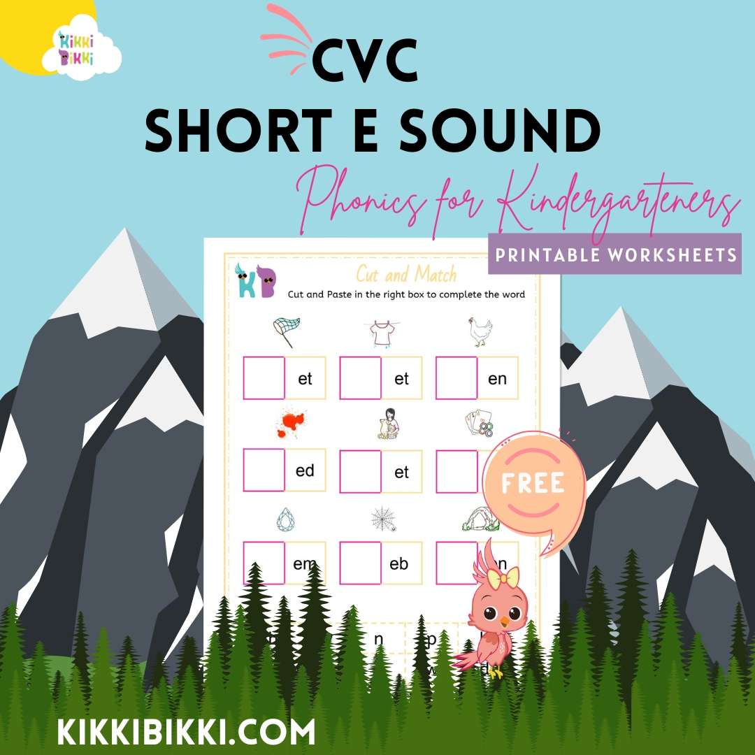 CVC Short e Words Worksheets - Free Phonics Printable