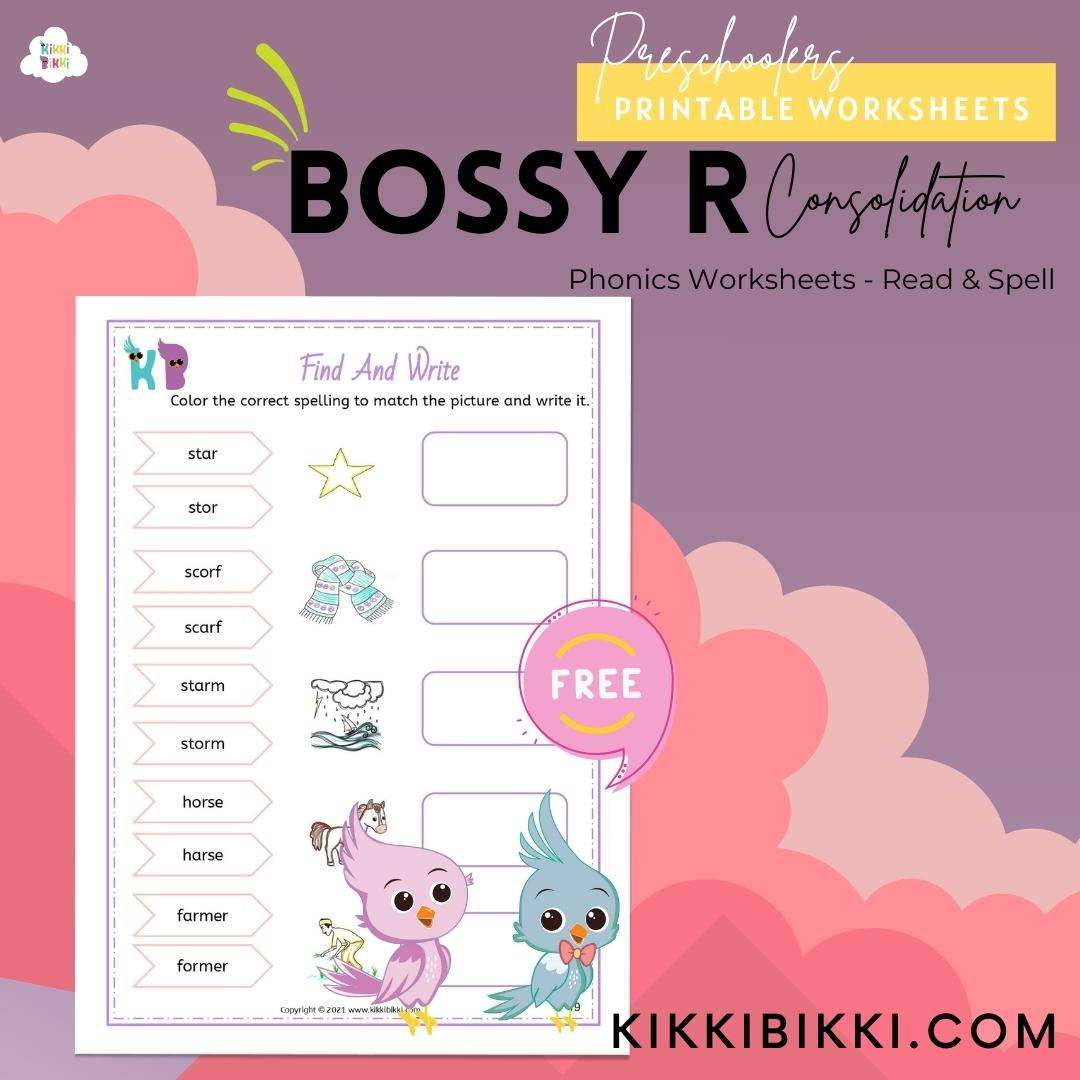 Bossy R Worksheets - FREE Printable - KikkiBikki