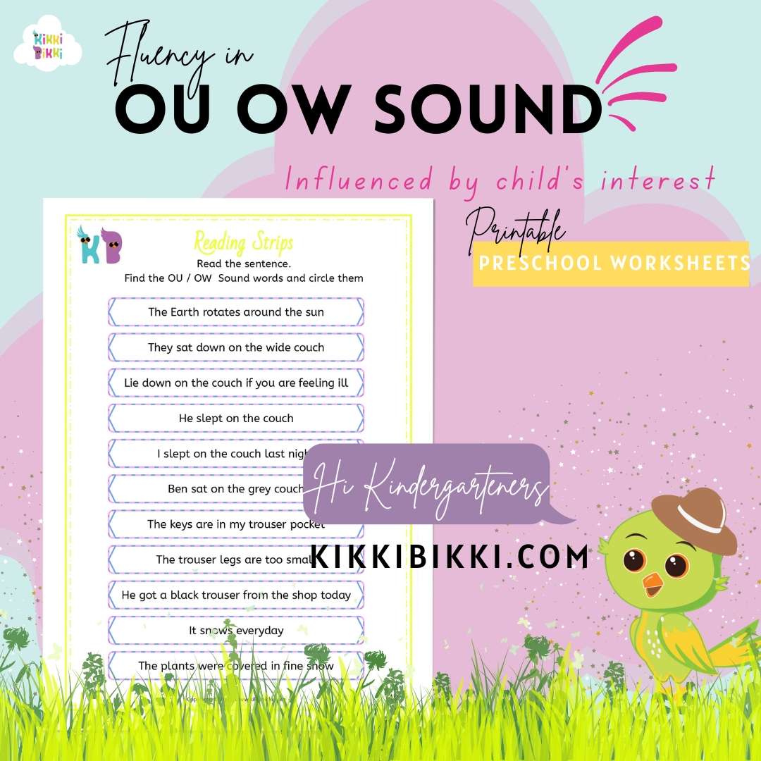 Learn to Spell ou ow Words - Kindergarten Worksheets