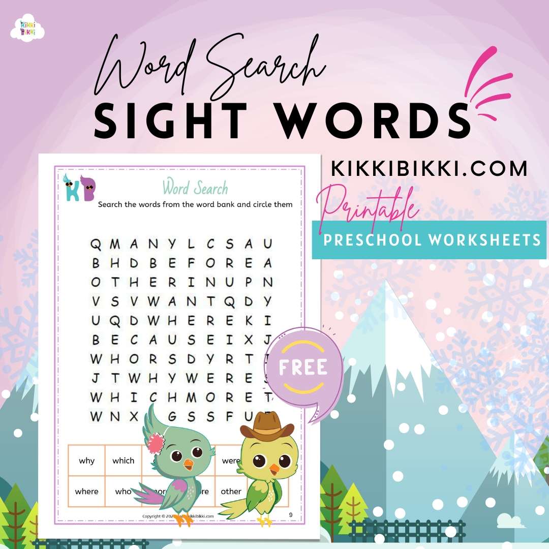 Word Search Worksheets for Sight Words - Free Phonics Printable