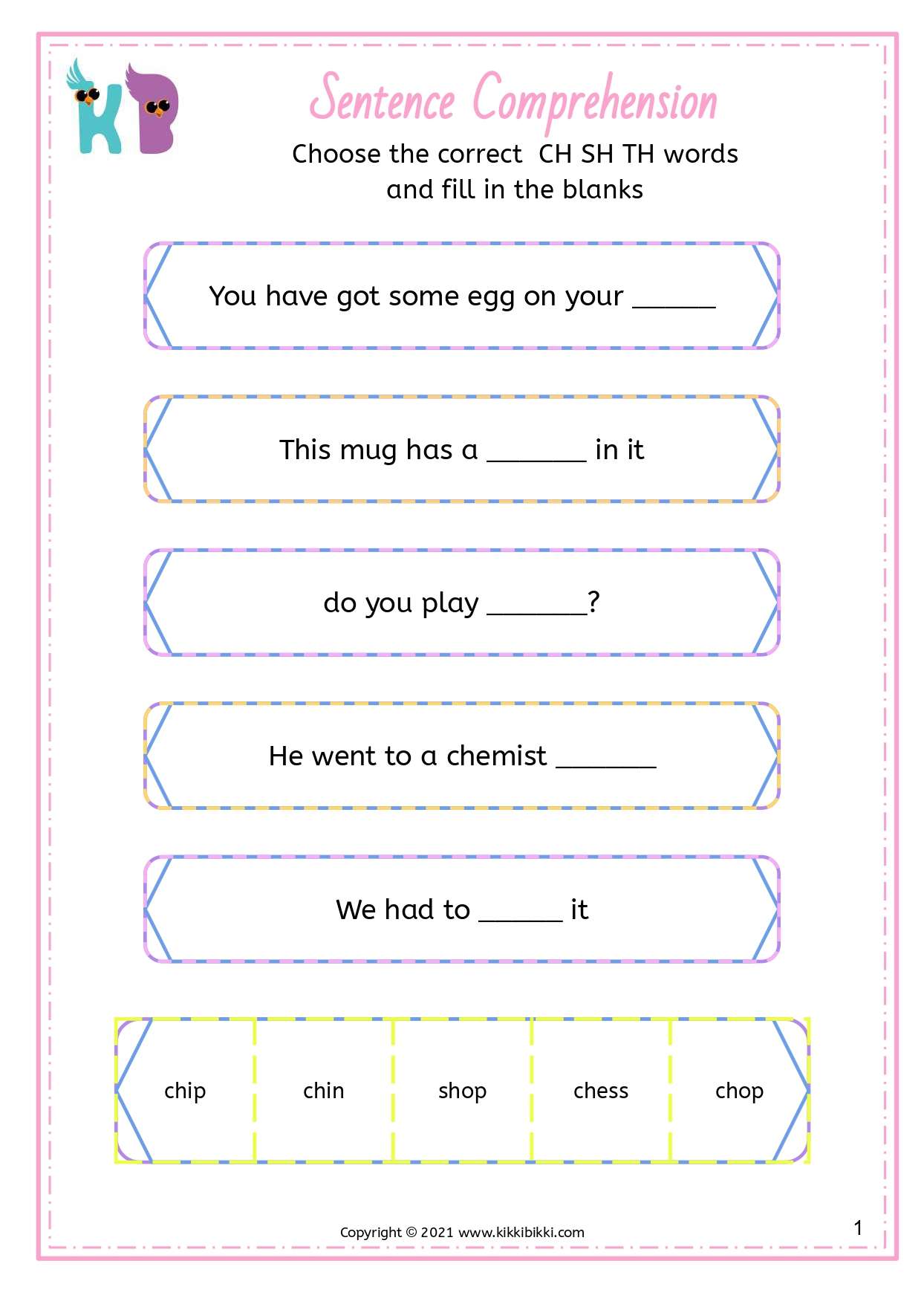 Digraphs Worksheet - Free Phonics Printable - KikkiBikki