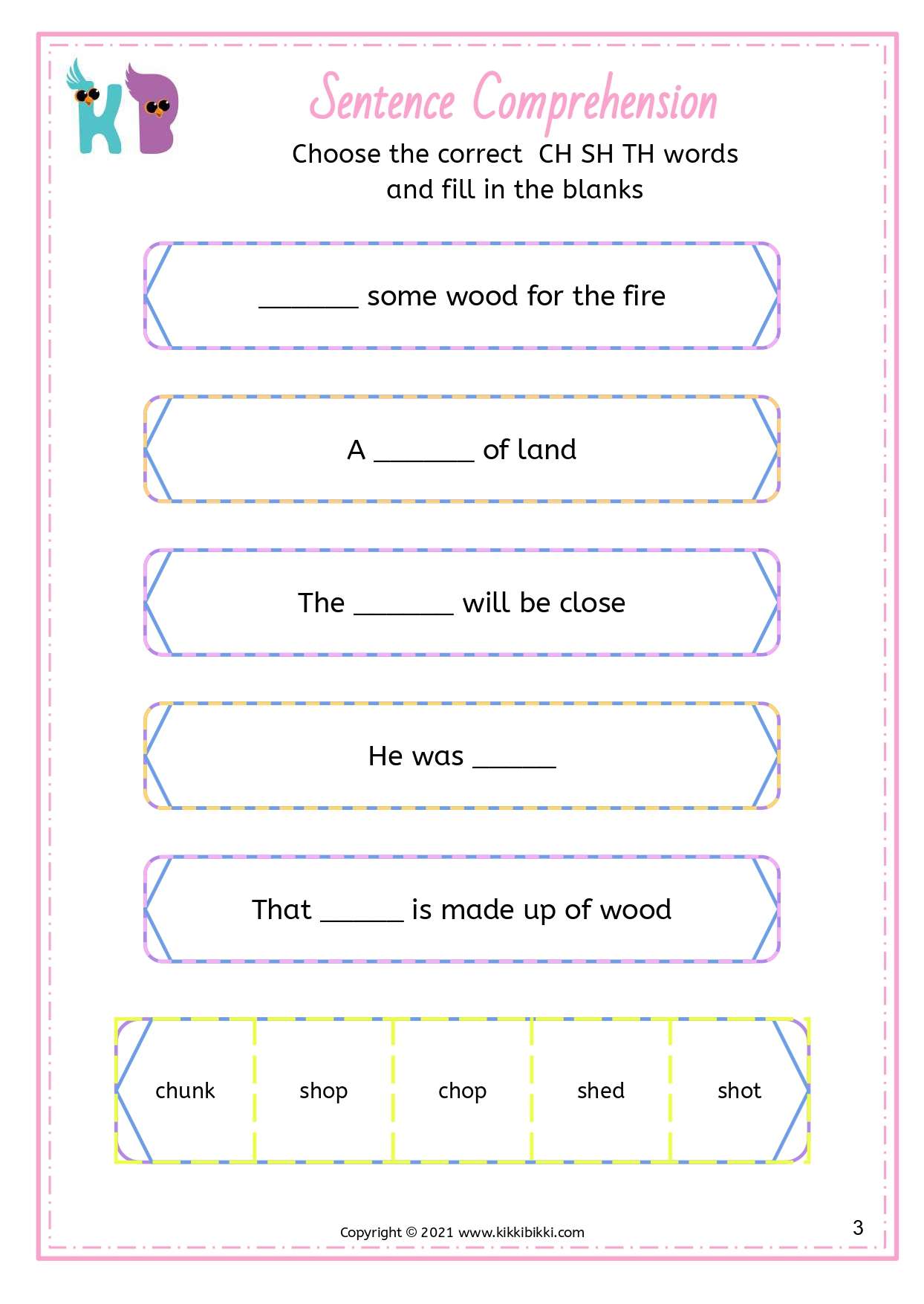 Digraphs Worksheet - Free Phonics Printable - KikkiBikki