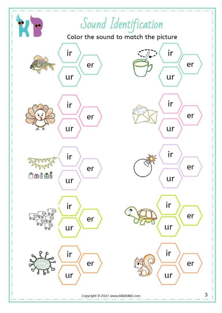 Spellings for er-ir-ur words | Free Phonics Printable Worksheets