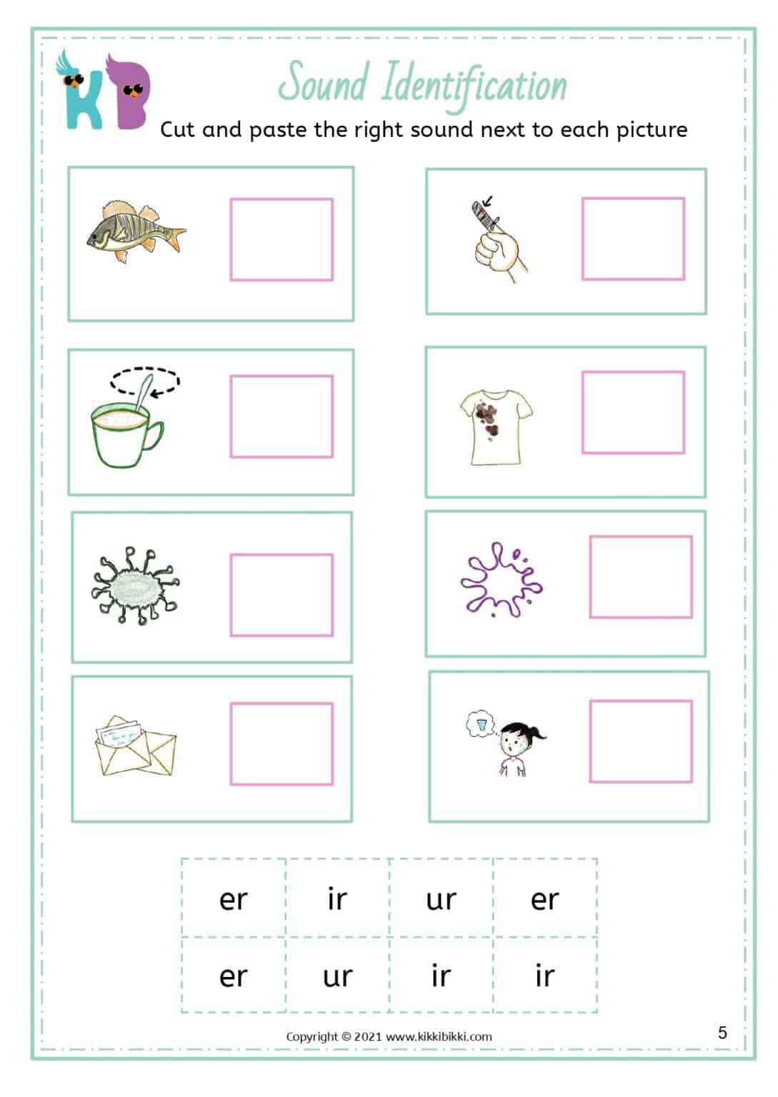 Spellings for er-ir-ur words | Free Phonics Printable Worksheets