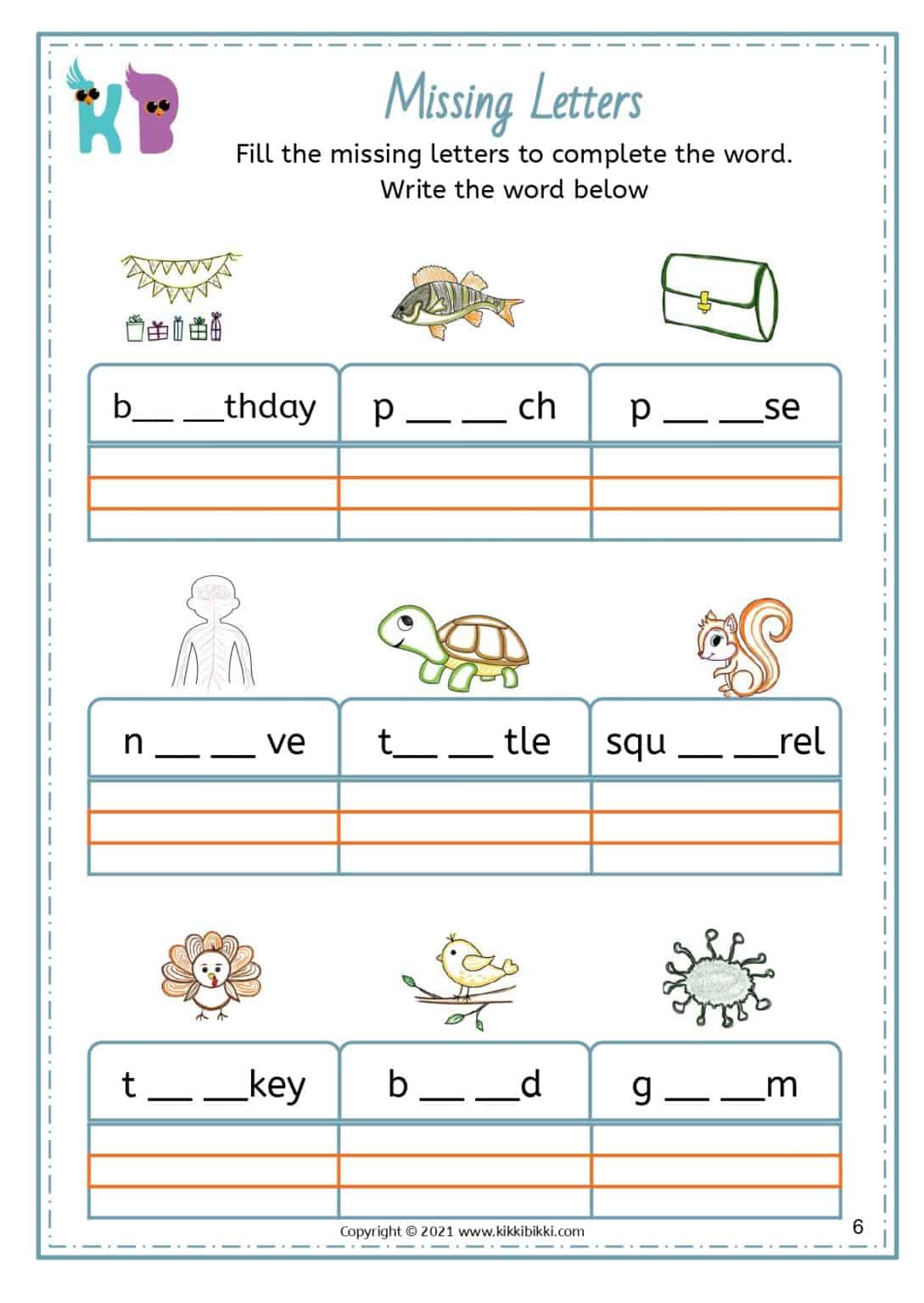 Spellings for er-ir-ur words | Free Phonics Printable Worksheets