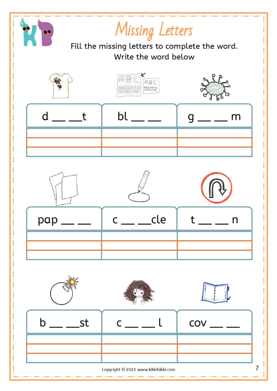 Spellings for er-ir-ur words | Free Phonics Printable Worksheets