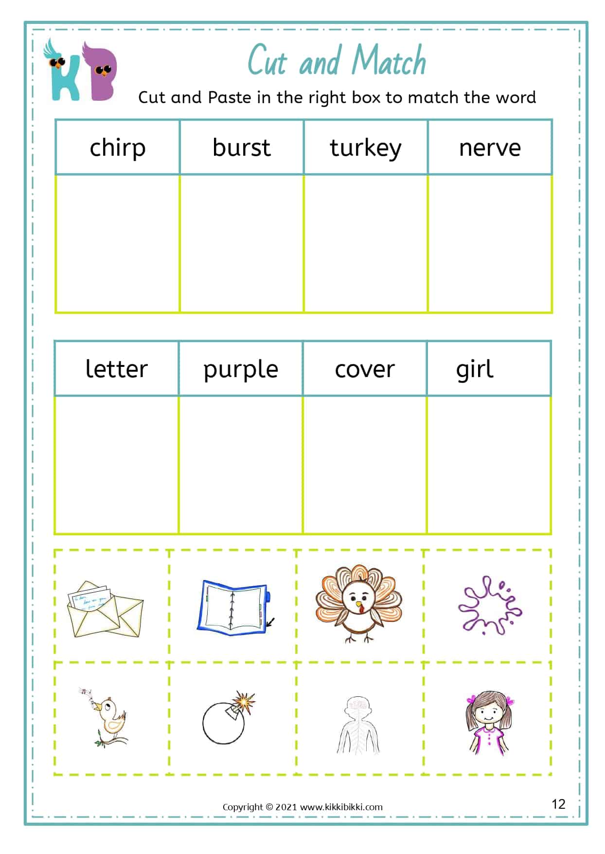 Spellings for er-ir-ur words | Free Phonics Printable Worksheets
