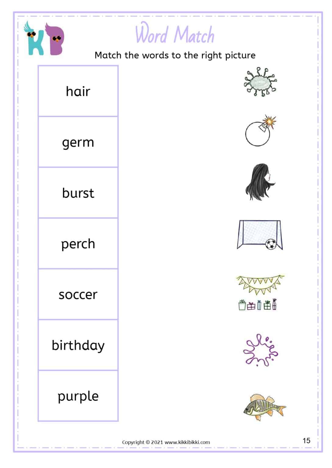 Spellings for er-ir-ur words | Free Phonics Printable Worksheets