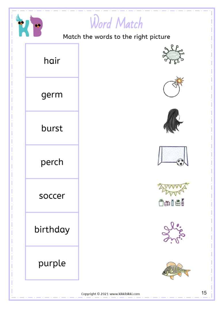 Spellings for er-ir-ur words | Free Phonics Printable Worksheets