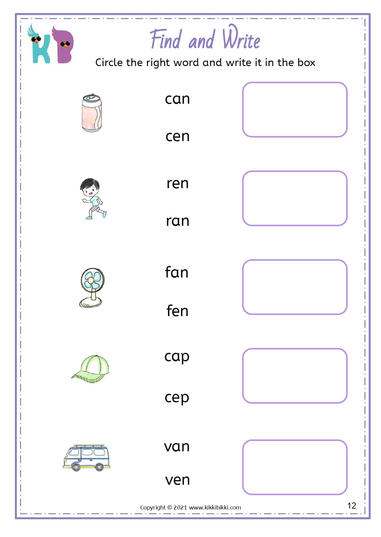 CVC Short a Words Worksheets - Free Phonics Printable