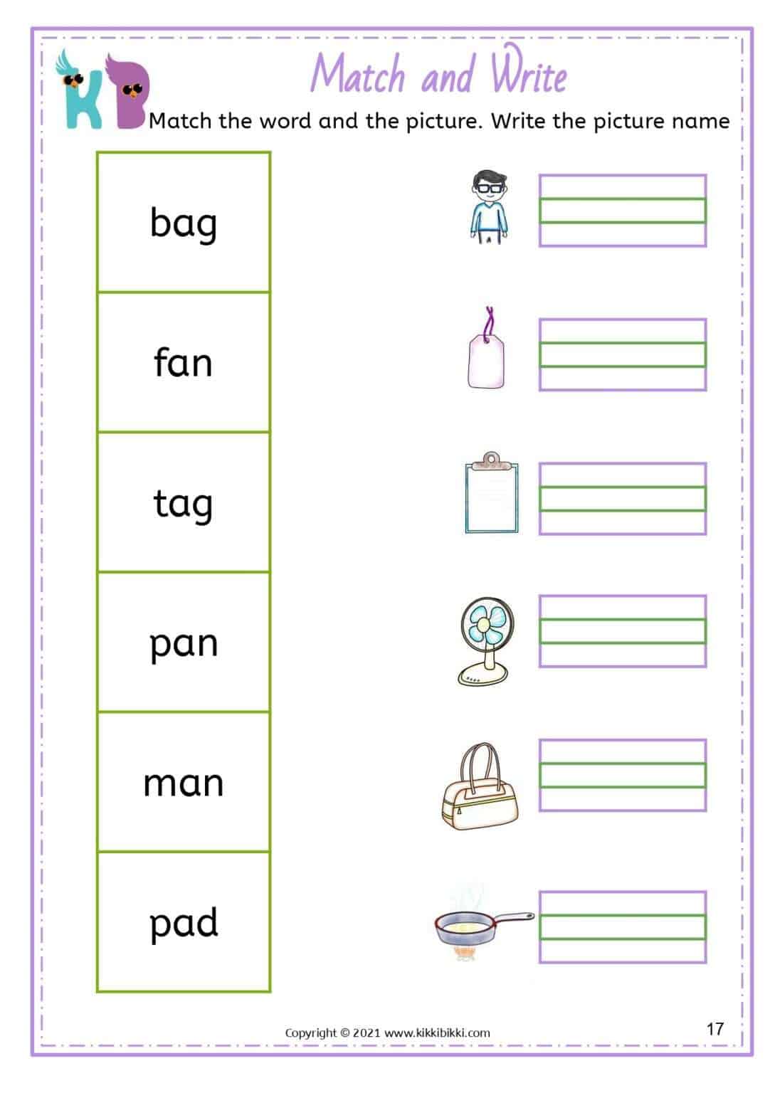 CVC Short a Words Worksheets - Free Phonics Printable