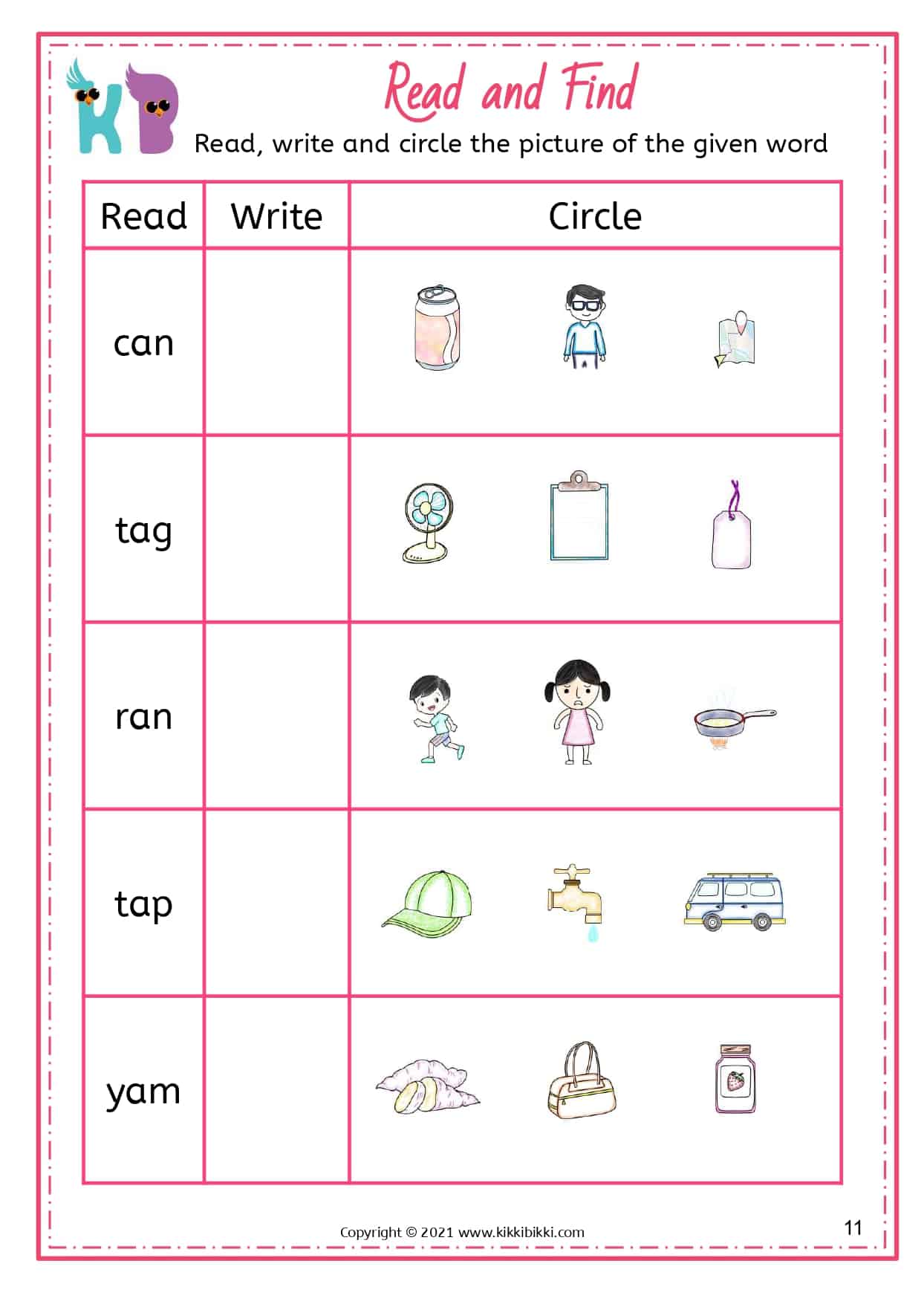 CVC Short a Words Worksheets - Free Phonics Printable
