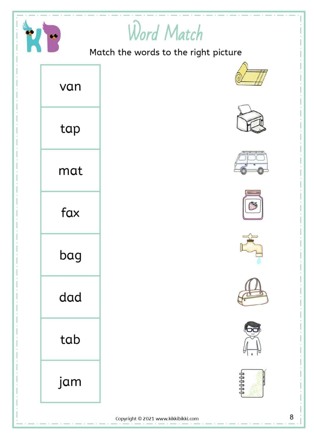 CVC Short a Words Worksheets - Free Phonics Printable
